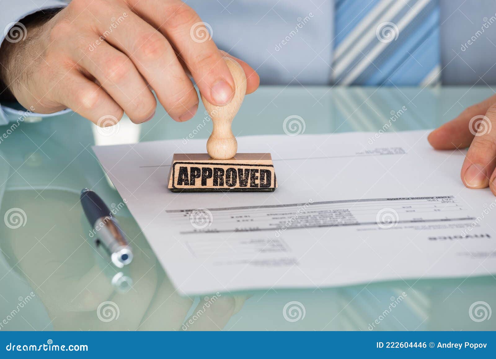 Person`s Hand Stamping on Document Stock Photo - Image of desk, paper ...