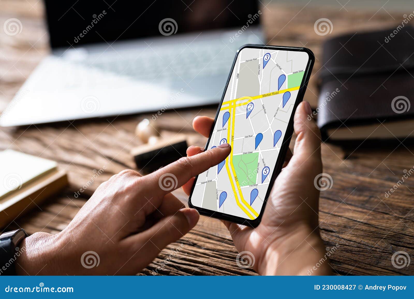 Person S Hand Using GPS Navigation Map Stock Image - Image of location ...