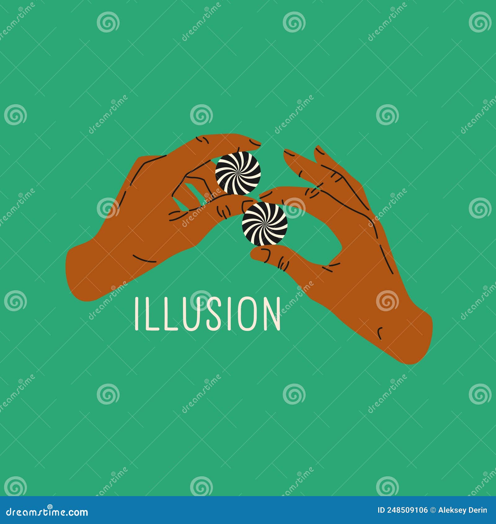 A Person S Hands Hold Round Objects. Isolated Illustration on a Green ...