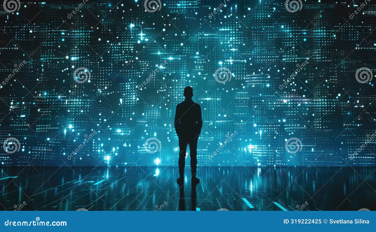 Person S Silhouette with Stars and Constellations in Front of a Digital ...