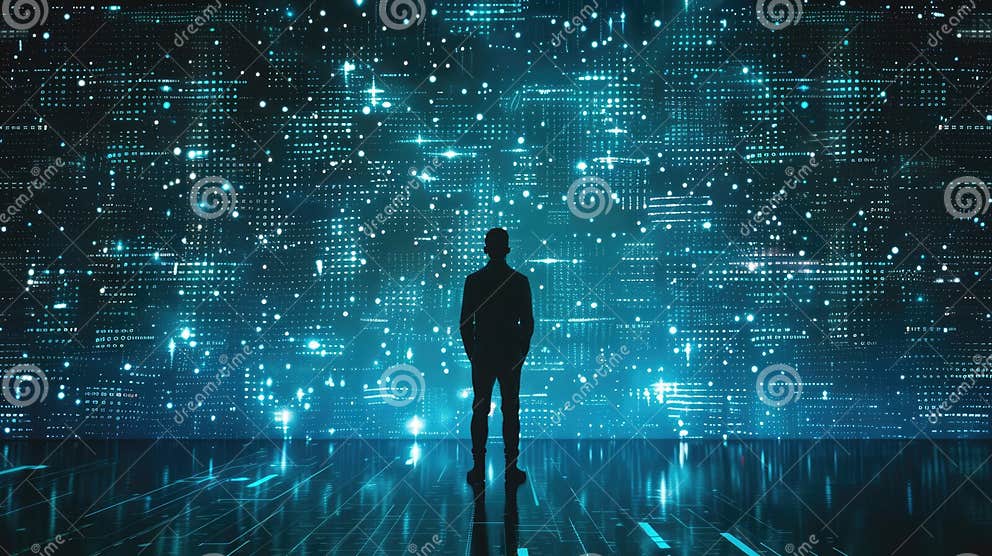 Person S Silhouette with Stars and Constellations in Front of a Digital ...