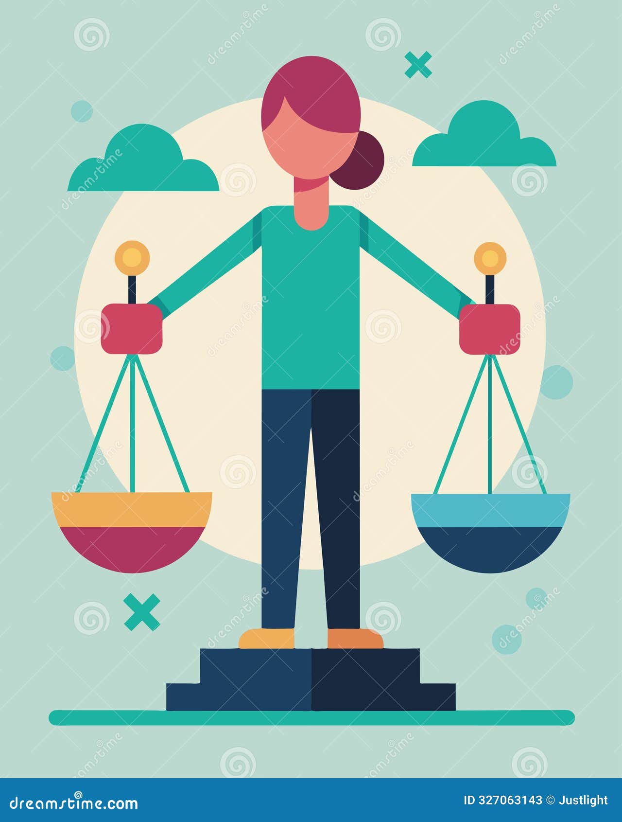 A Person on a Scale with Two Weights One Labeled Worthless and the ...