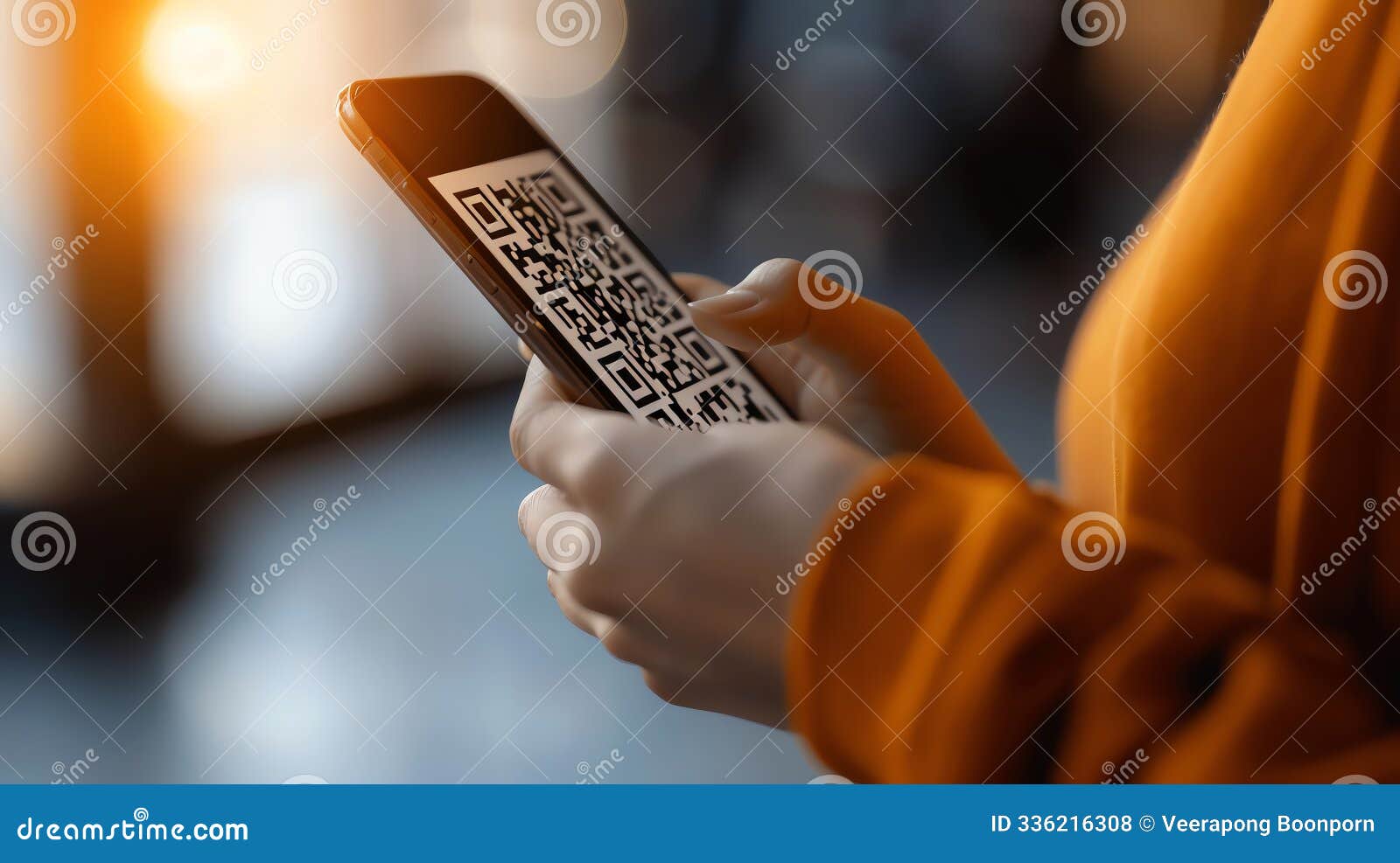 Person Scanning a QR Code To Make a Payment Stock Illustration ...