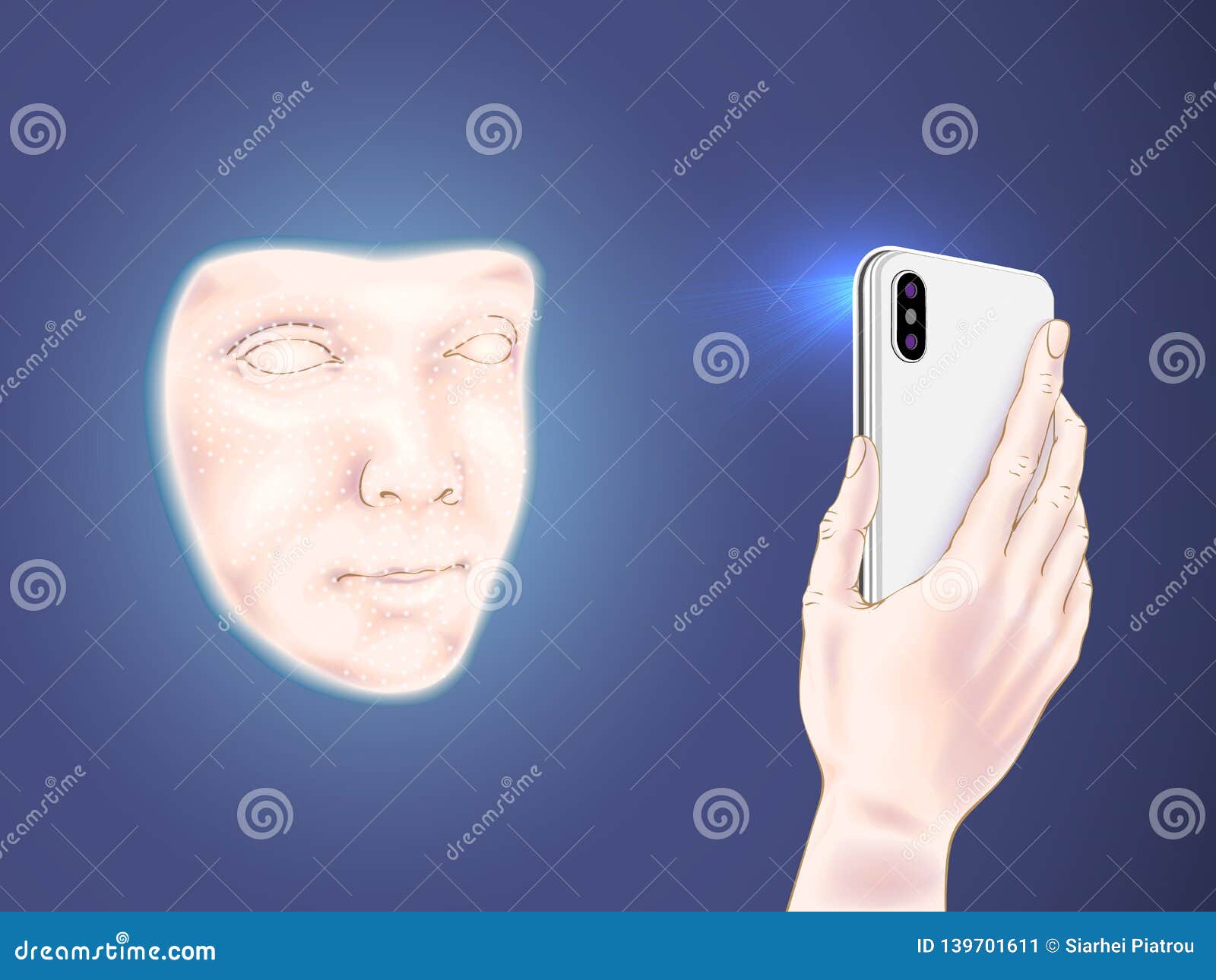 The person scans a face stock vector. Illustration of identification ...