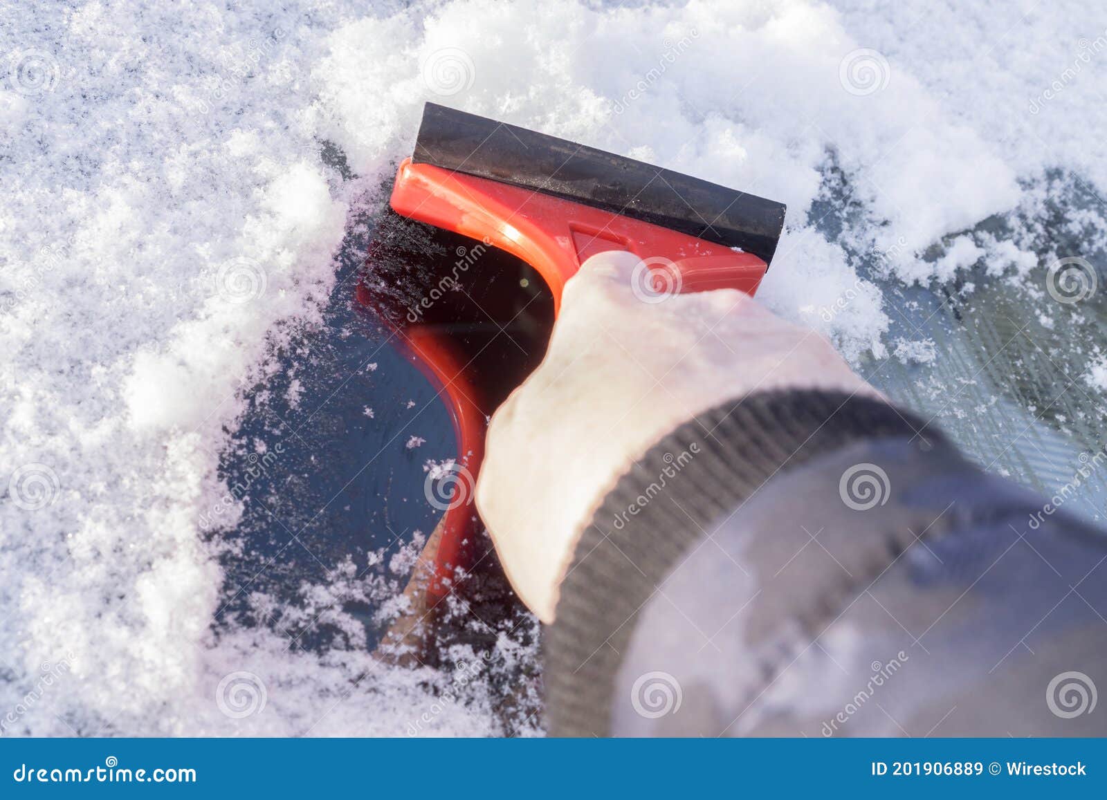 Person Scratching Ice from the Window of a Car Stock Image - Image of ...