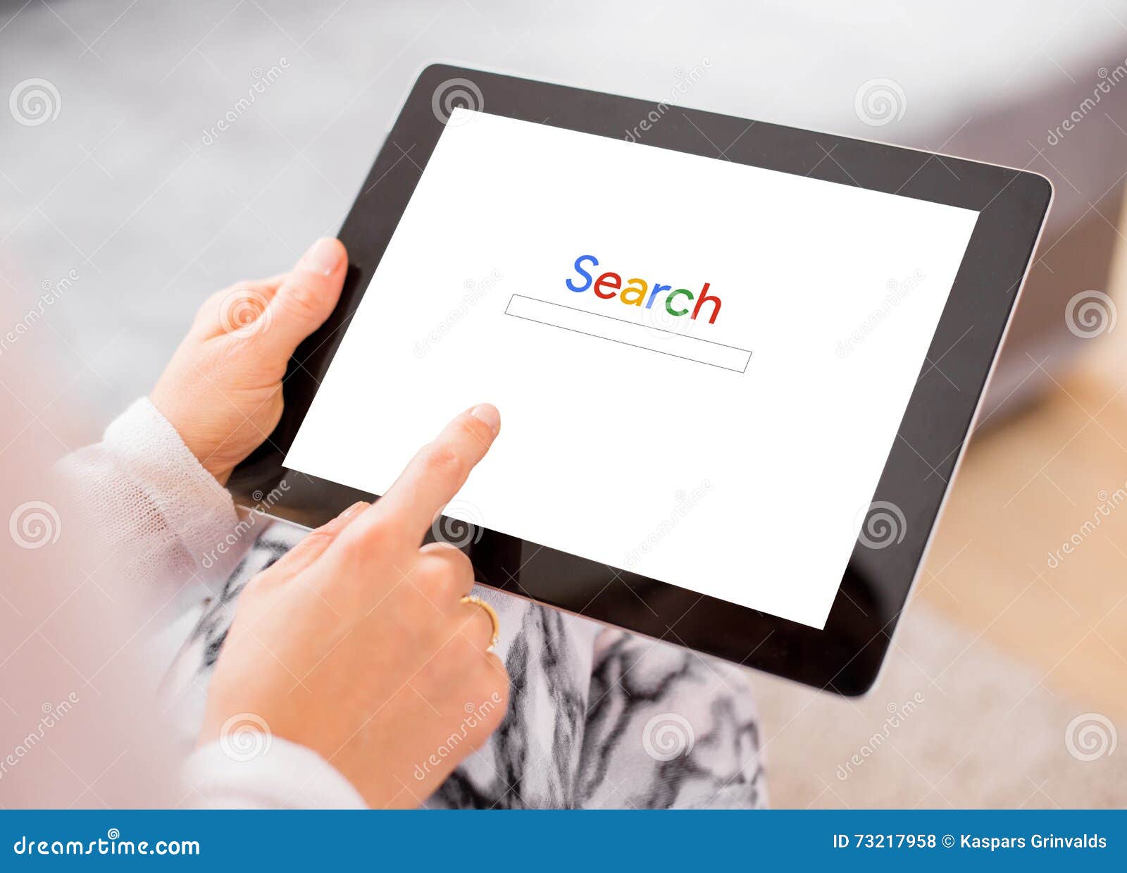 Person Searching the Internet on Tablet Computer Stock Photo - Image of ...