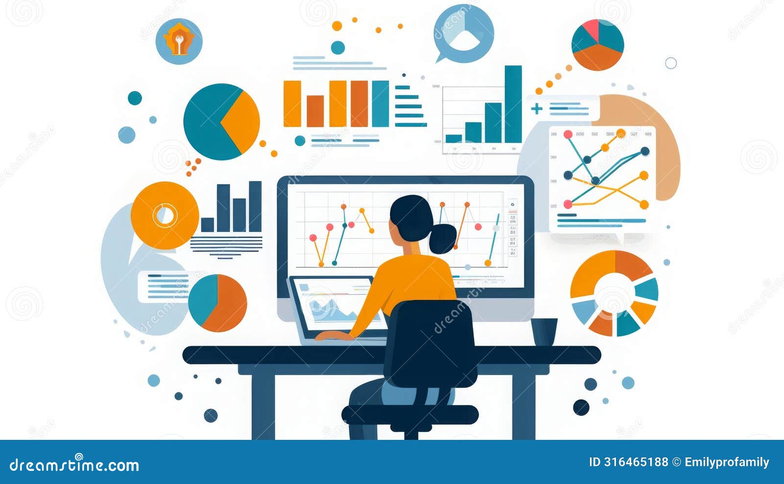 Person Sitting at Desk with Computer Stock Photo - Image of focus ...