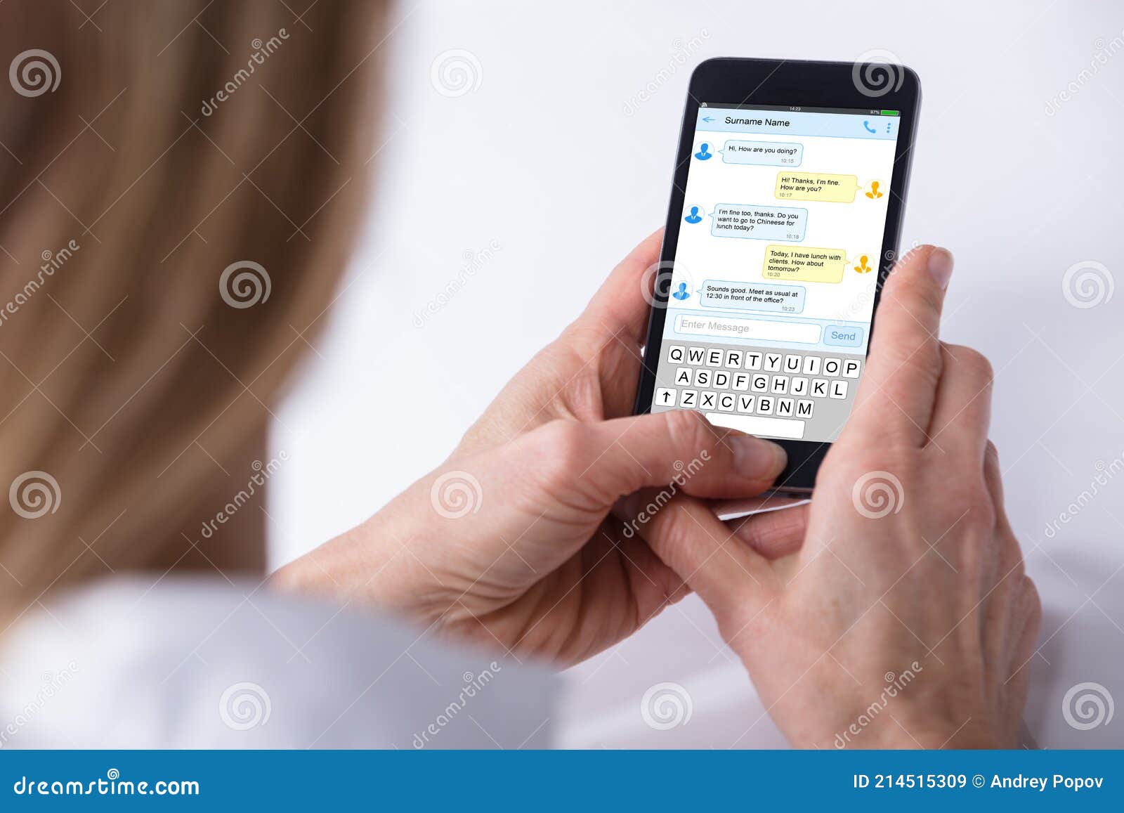 Person Sending Text Message from Smartphone Stock Image - Image of ...