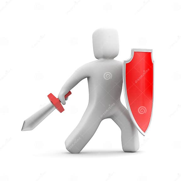 Person with Shield and Sword - Warrior Stock Illustration ...