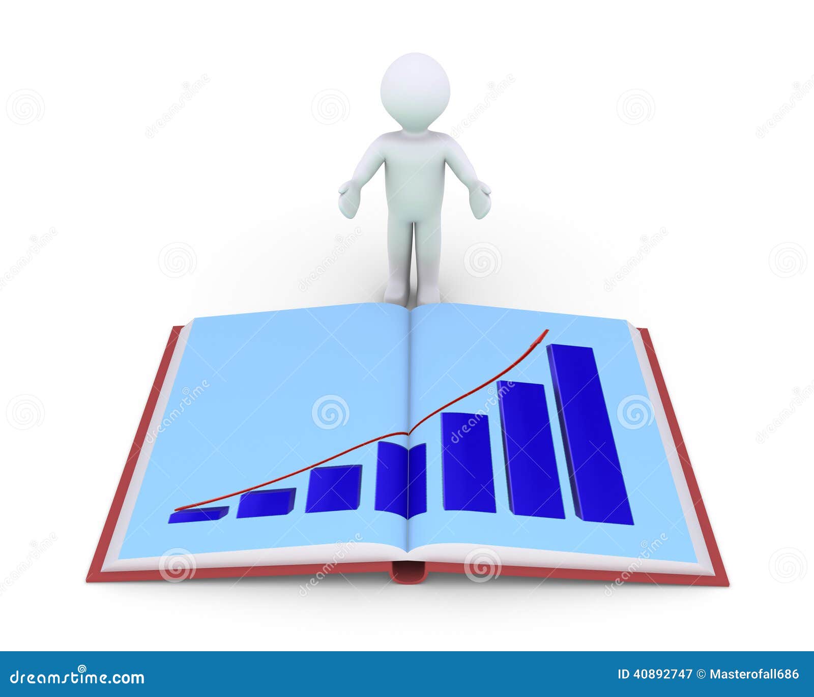 Person Showing a Book with Graph Stock Illustration - Illustration of ...