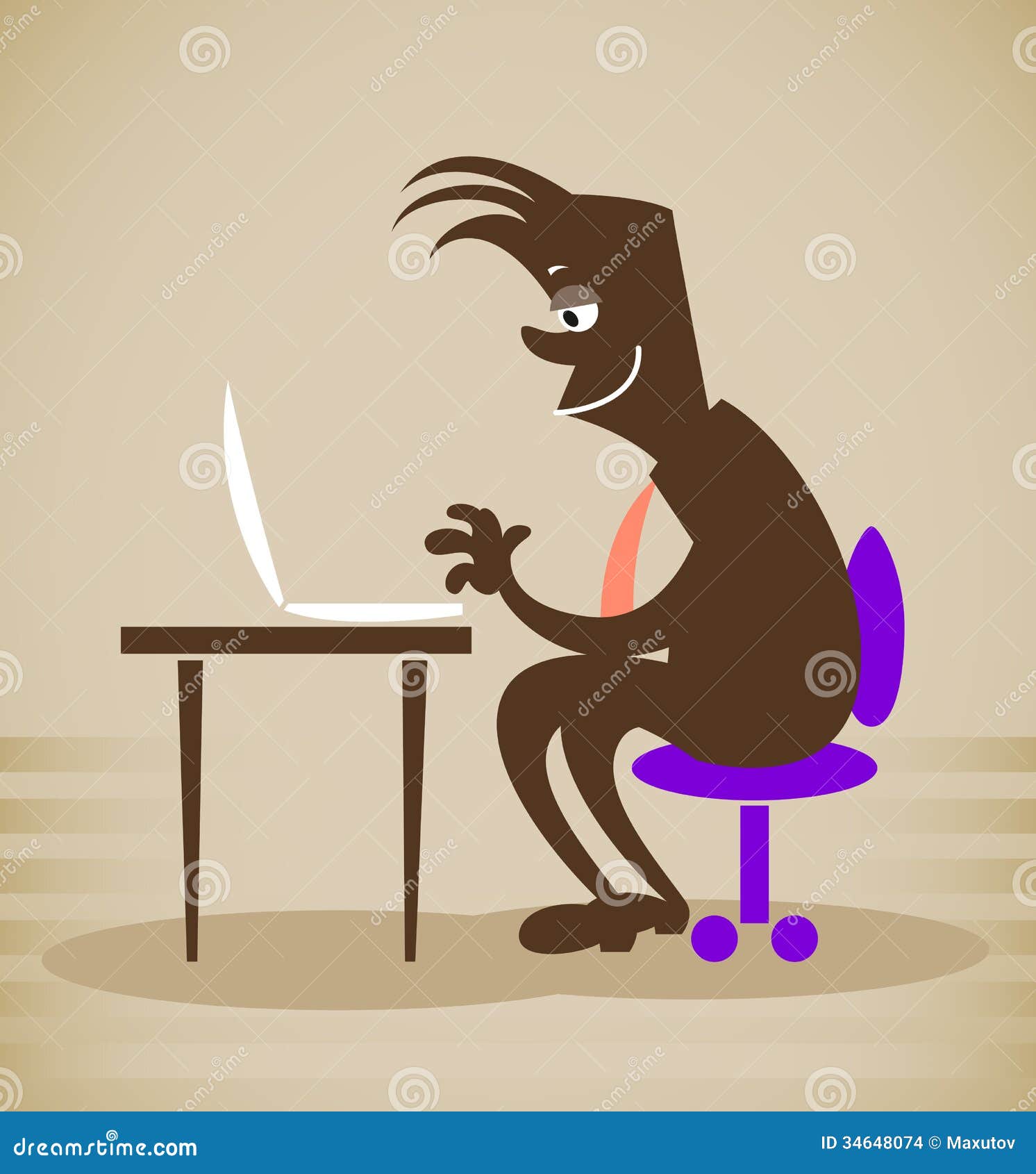 Person Sits in Front of the Computer Stock Vector - Illustration of ... Person Sits in Front of the Computer Stock Vector - Illustration of ...