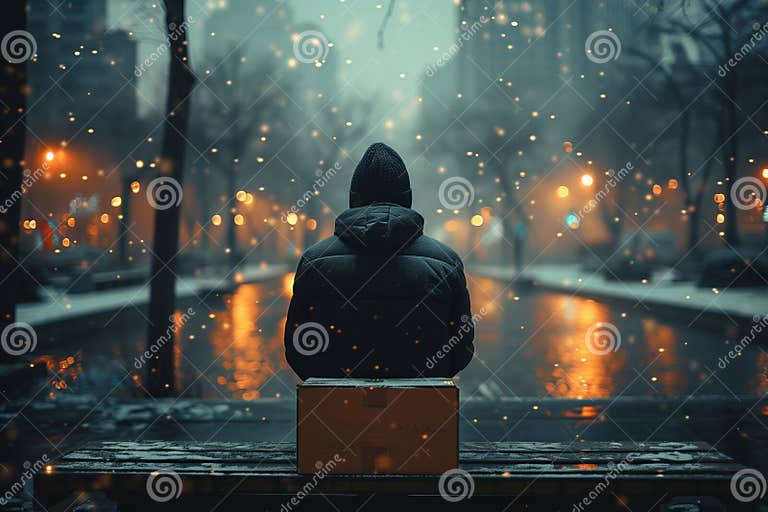 Person Sitting Alone on Bench in Park Stock Photo - Image of reflection ...