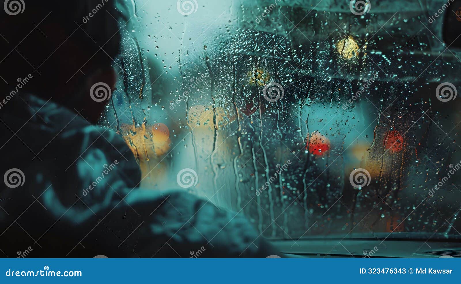 Person Sitting in Car during Rain, Looking Out Windshield Stock ...