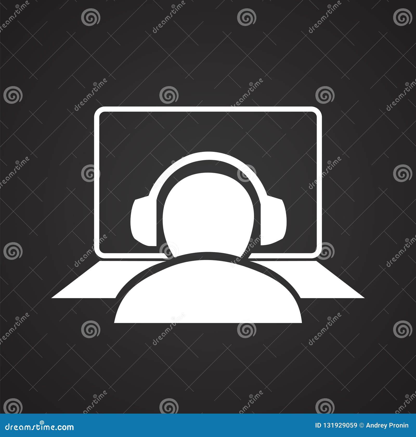 Person Sitting at the Computer on Black Backgroung Stock Vector ...