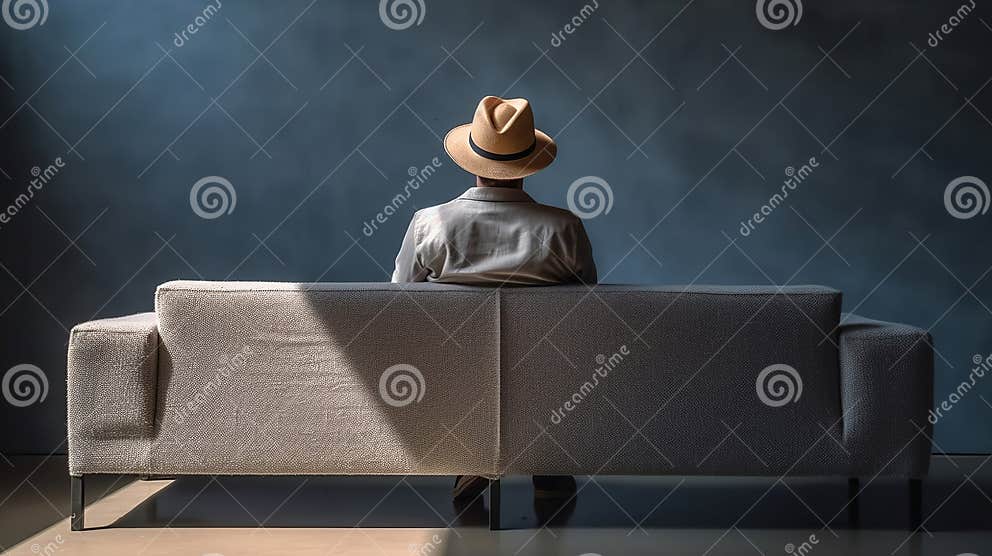 A Person Sitting on a Couch with a Hat on. Generative Ai Stock ...