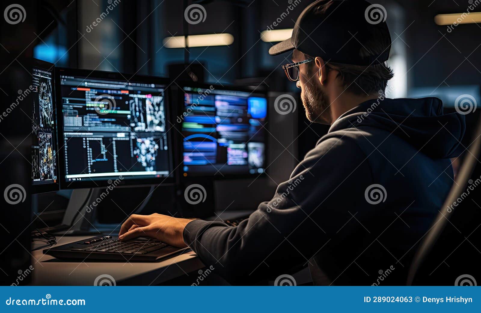 Photo of a Person Working at a Computer Desk Stock Illustration ...