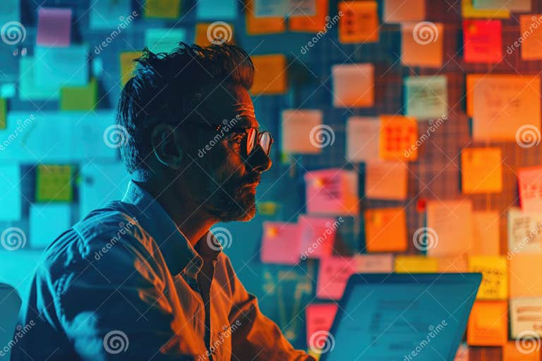 A Person Sitting in Front of a Computer Screen with a Focused ...