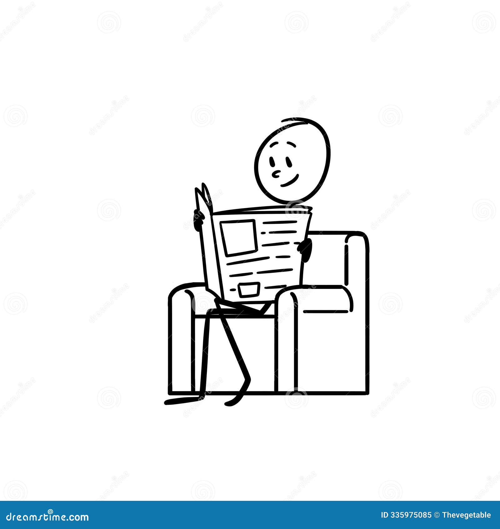 Person Sitting On Park Bench And Procrastinating , Vector Cartoon Stick ...