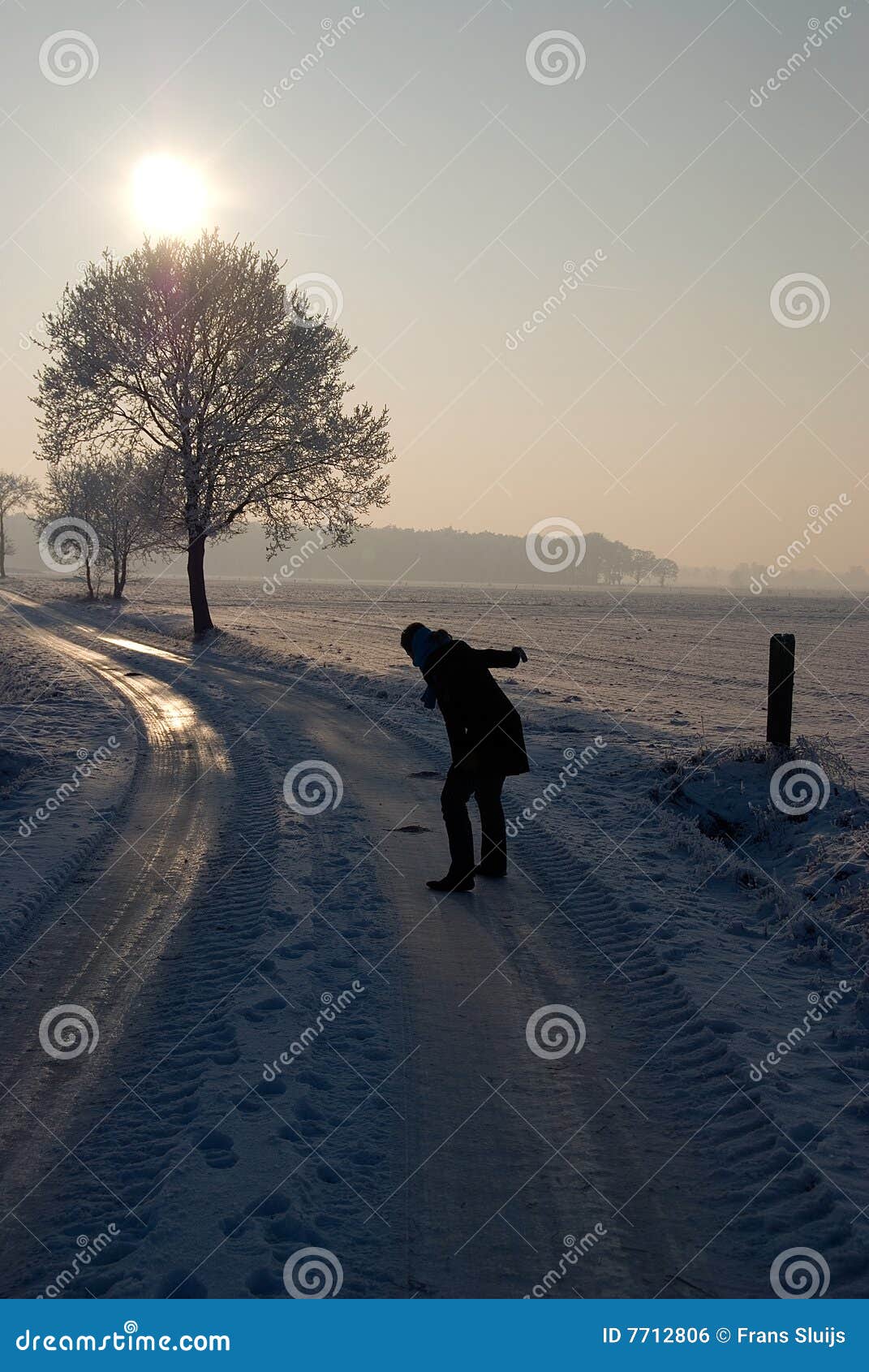Person Slipping on Icy Road Stock Photo - Image of frozen, rural: 7712806