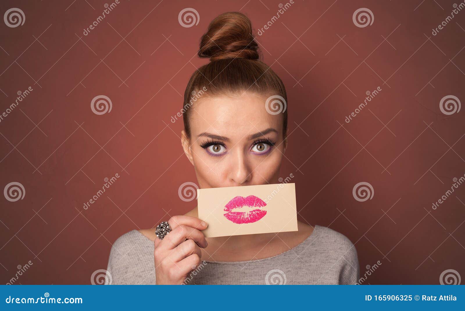 Person Smiling with a Card in Front of His Mouth Stock Image - Image of ...