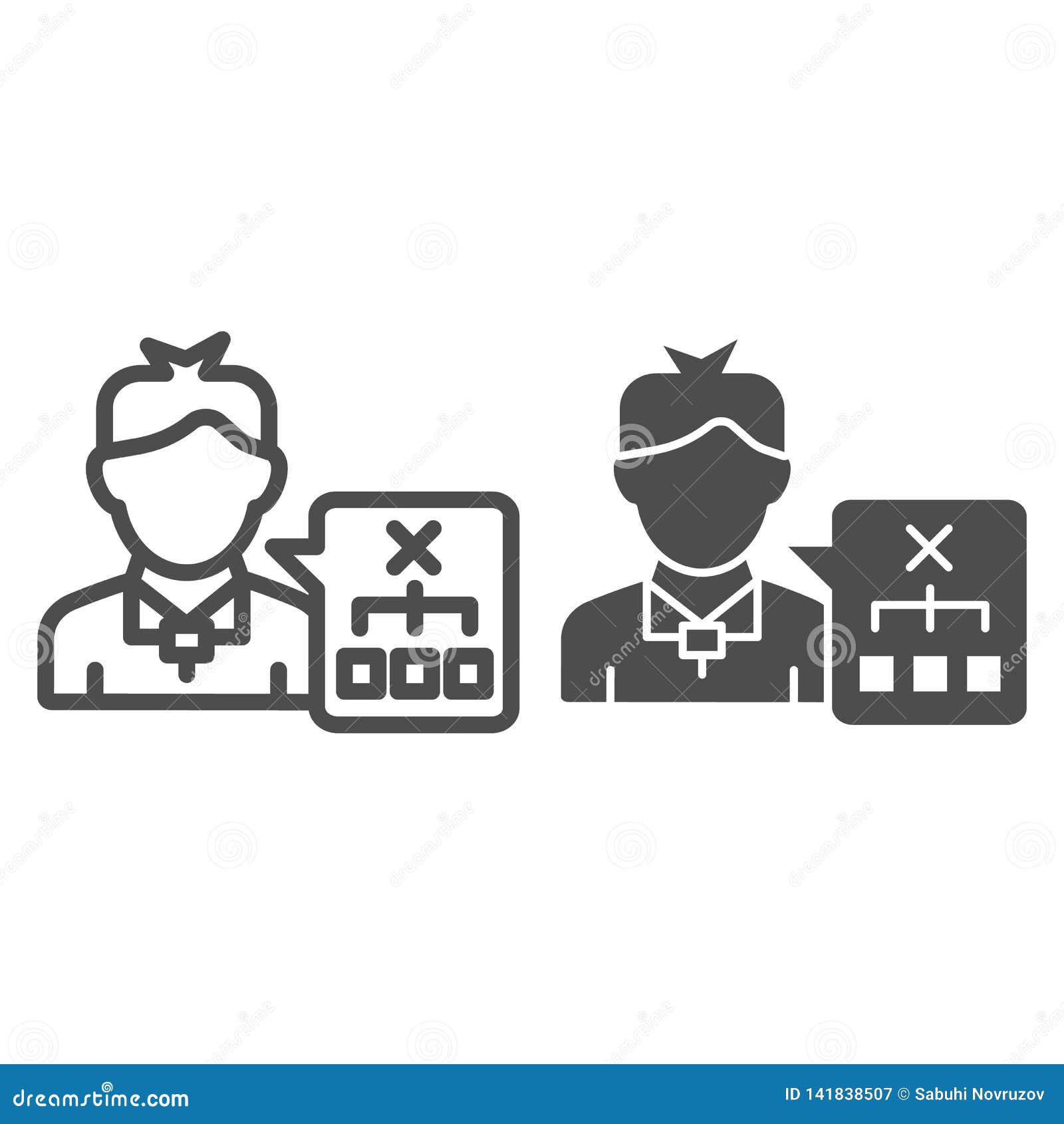 Person Solution Line and Glyph Icon. Man with Chart Vector Illustration ... Person Solution Line and Glyph Icon. Man with Chart Vector Illustration ...