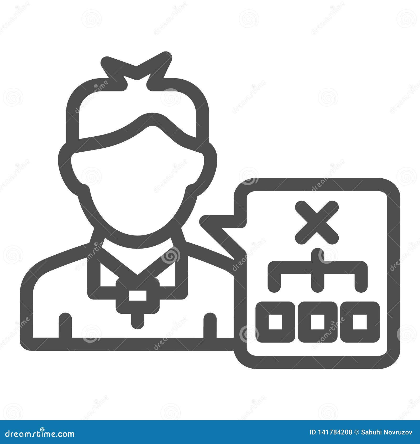 Person Solution Line Icon. Man with Chart Vector Illustration Isolated ...