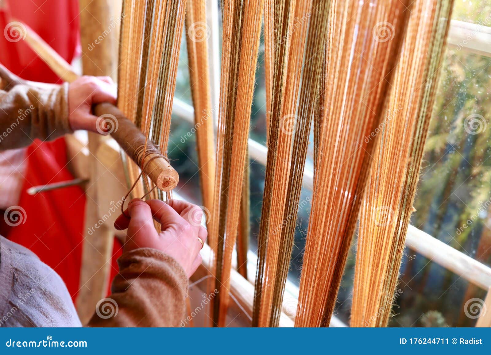 Person sorts yarn stock image. Image of handicraft, production - 176244711