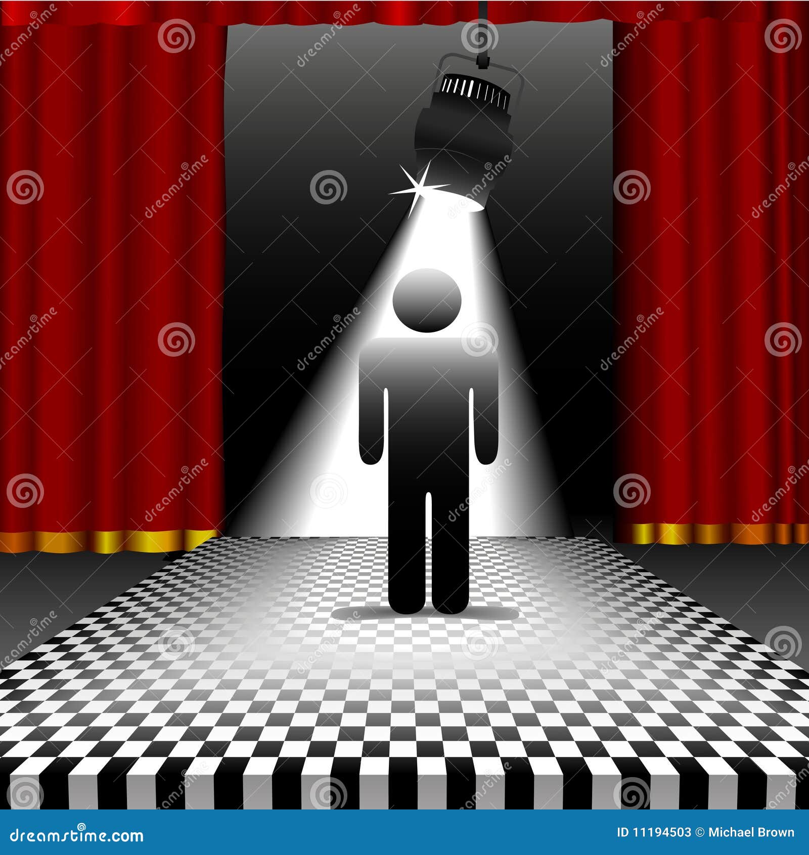 Person in Spotlight on Checkerboard Floor Stock Vector - Illustration ...