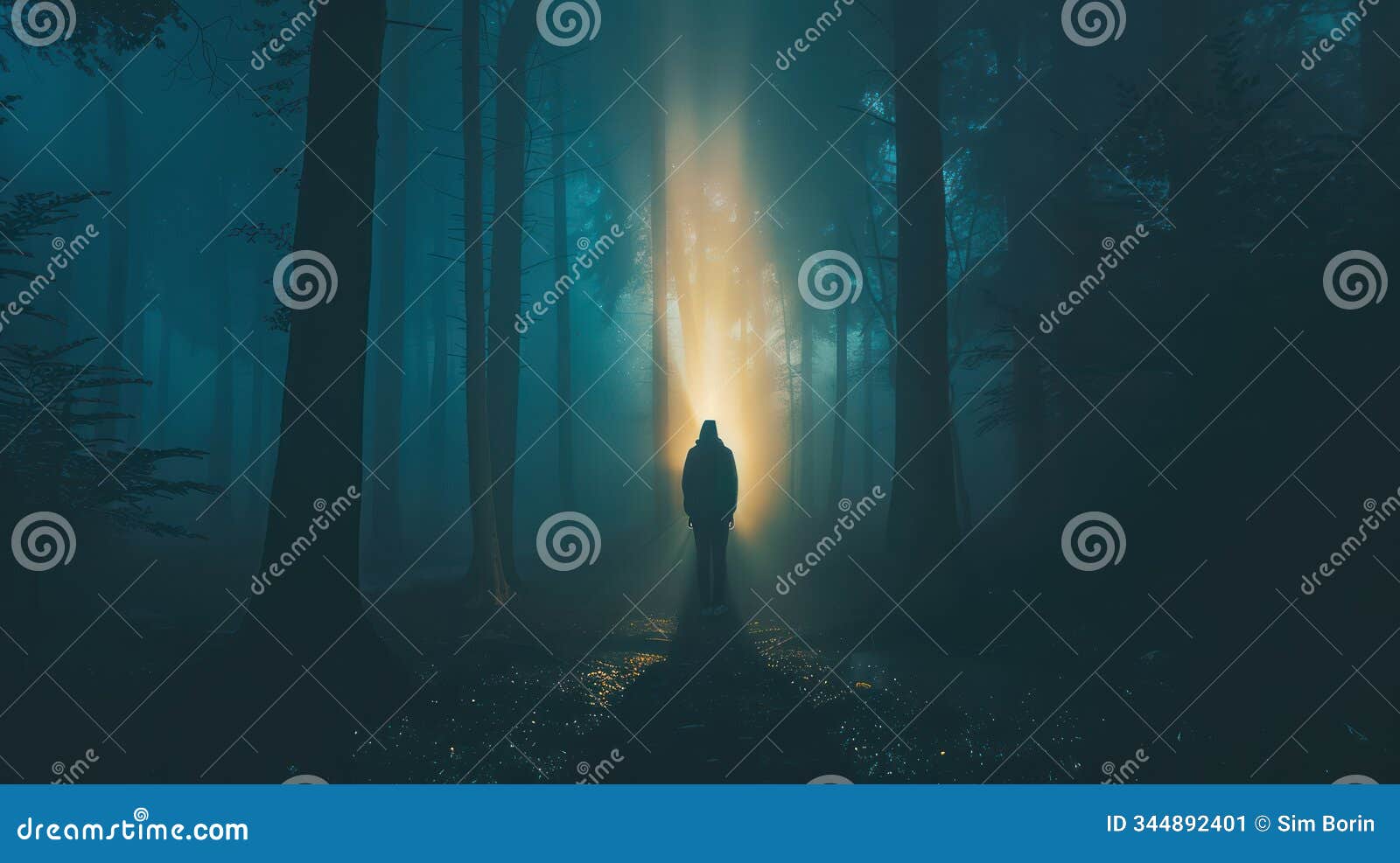 Person Standing in a Beam of Light Stock Illustration - Illustration of ...