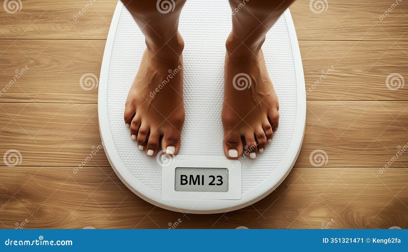 Person Standing on Electronic Scales Displaying BMI 23, Measuring ...