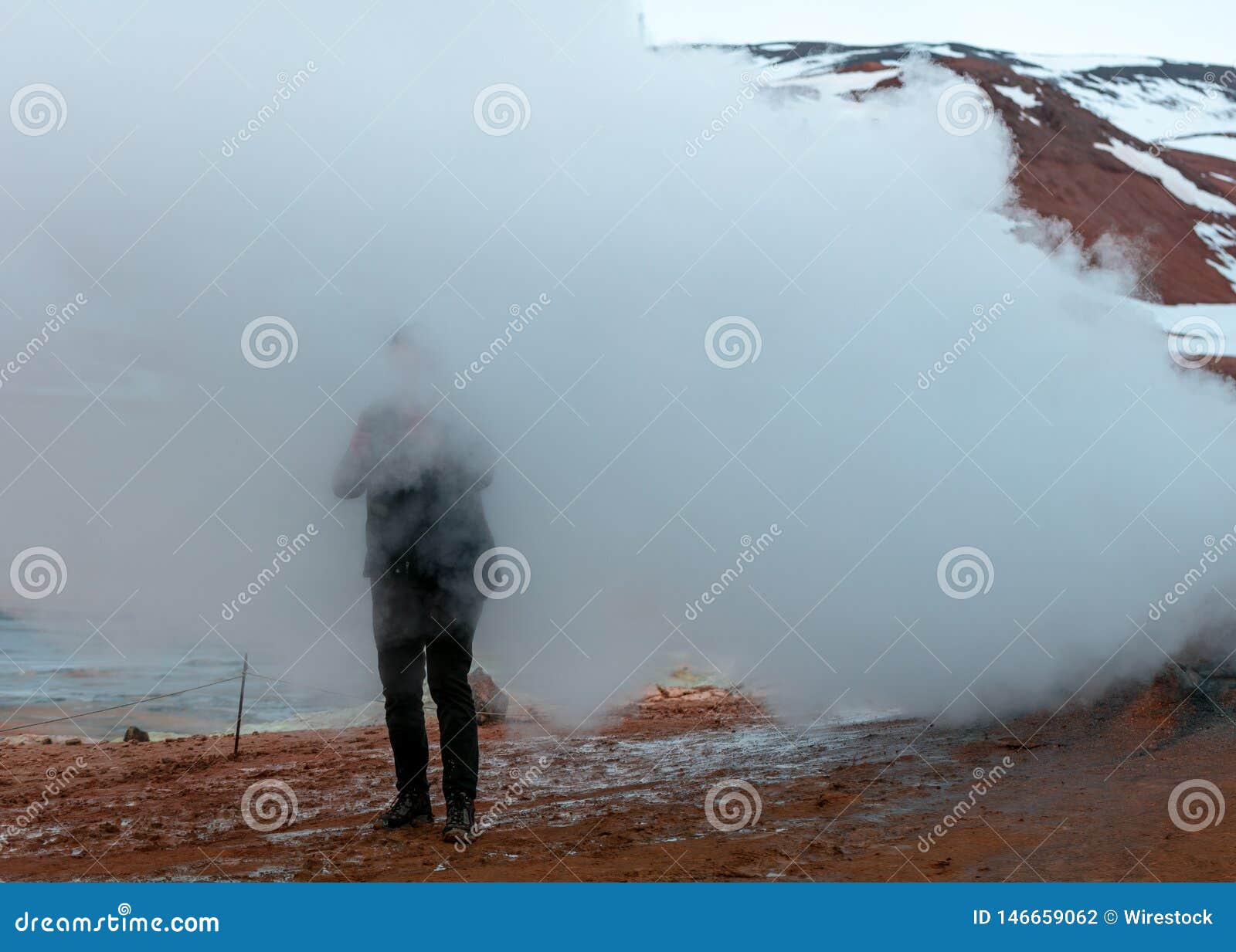 Person Standing in Fog on a Hill Stock Photo - Image of person, people ...
