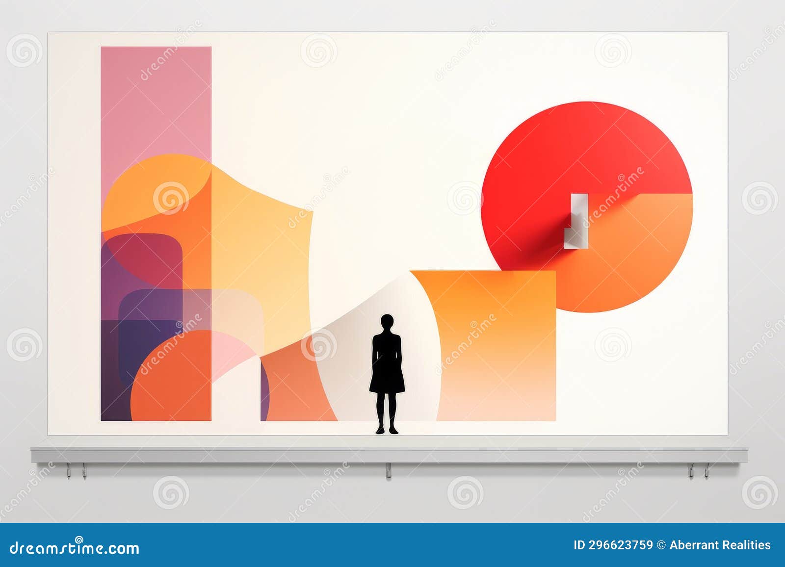 A Person Standing in Front of an Abstract Art Piece Stock Illustration ...