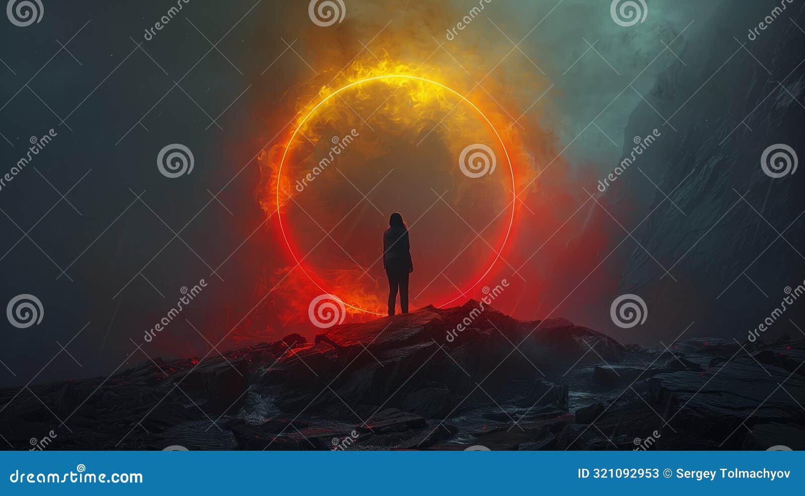 Person Standing in Front of Fire Ring. Stock Image - Image of ring ...