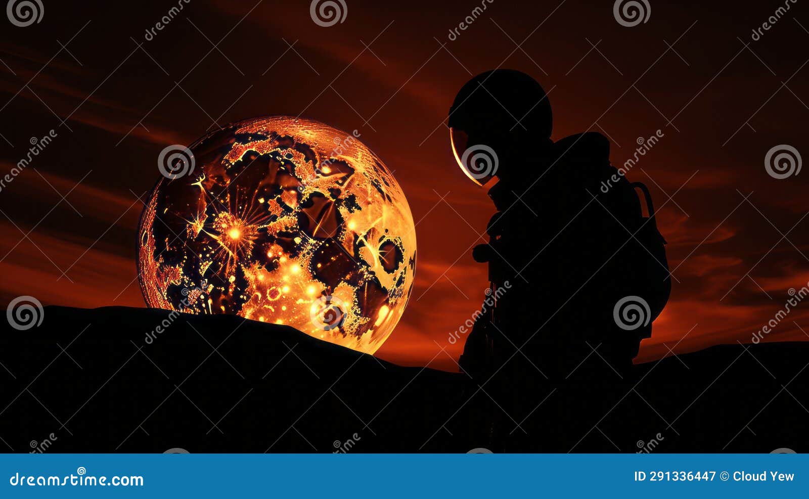 Person Standing Under the Full Moo Stock Illustration - Illustration of ...