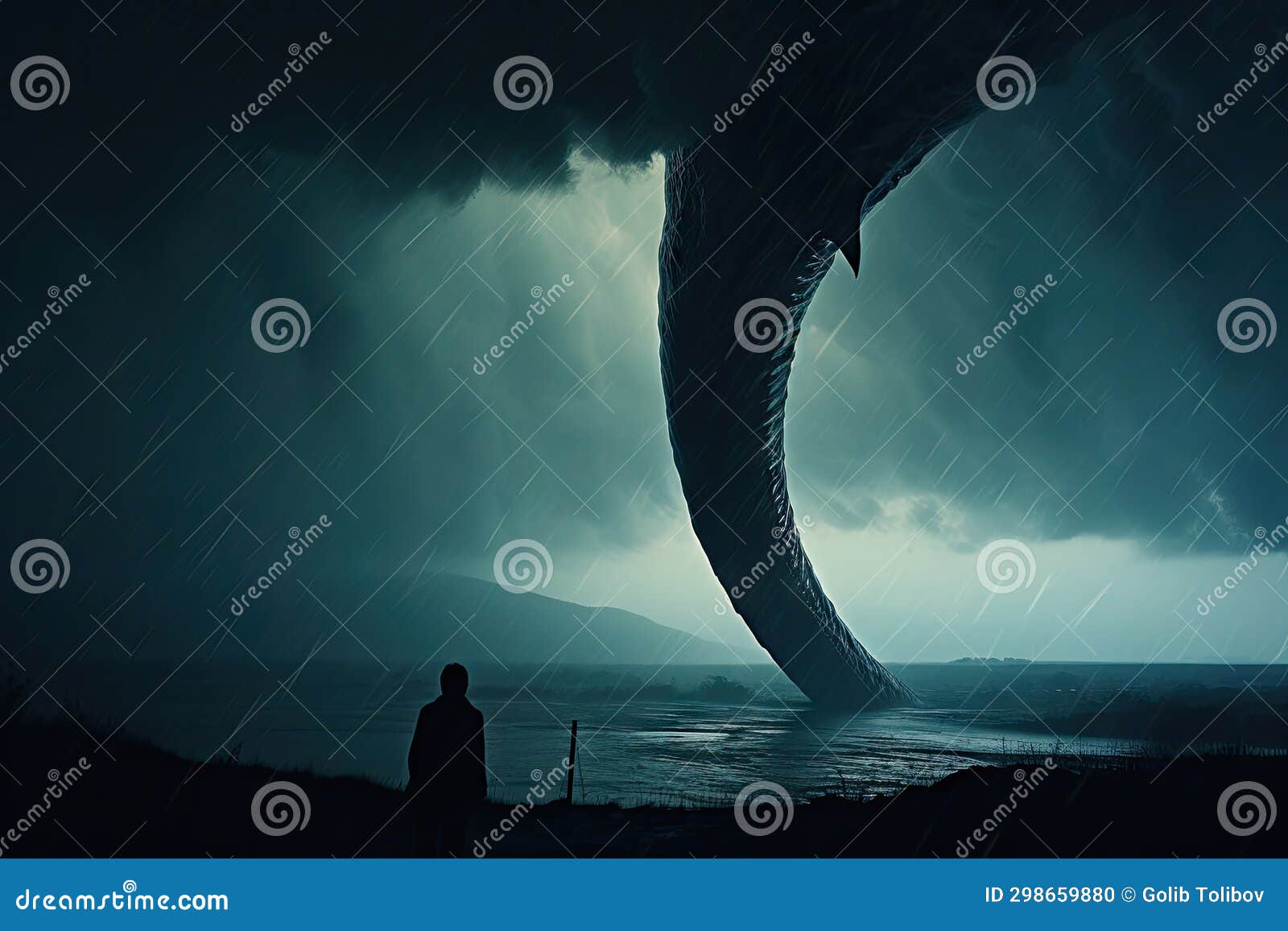 A Person Standing in Front of a Huge Tornado Created with Generative AI ...