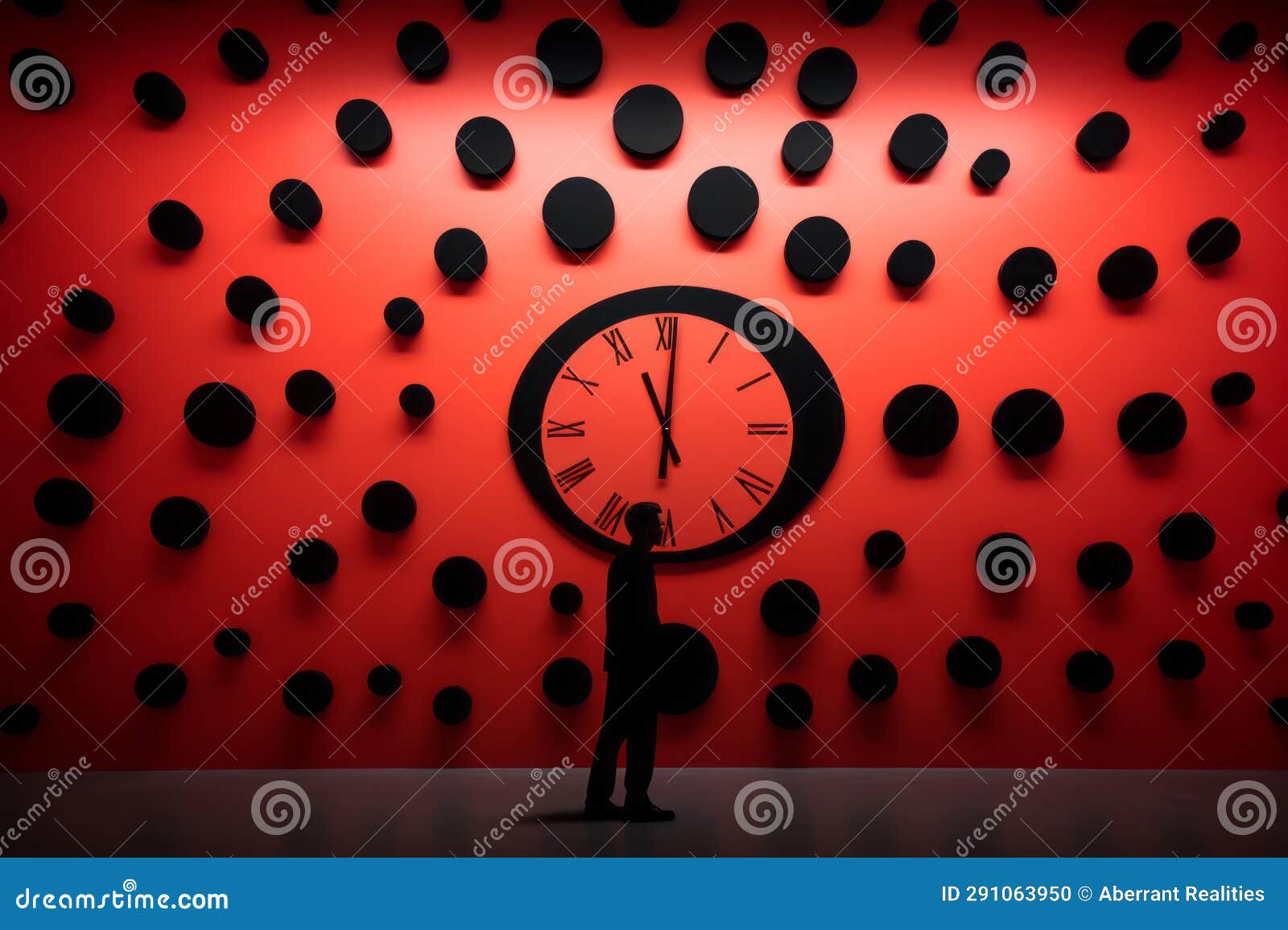 A Person Standing in Front of a Large Clock Stock Illustration ...