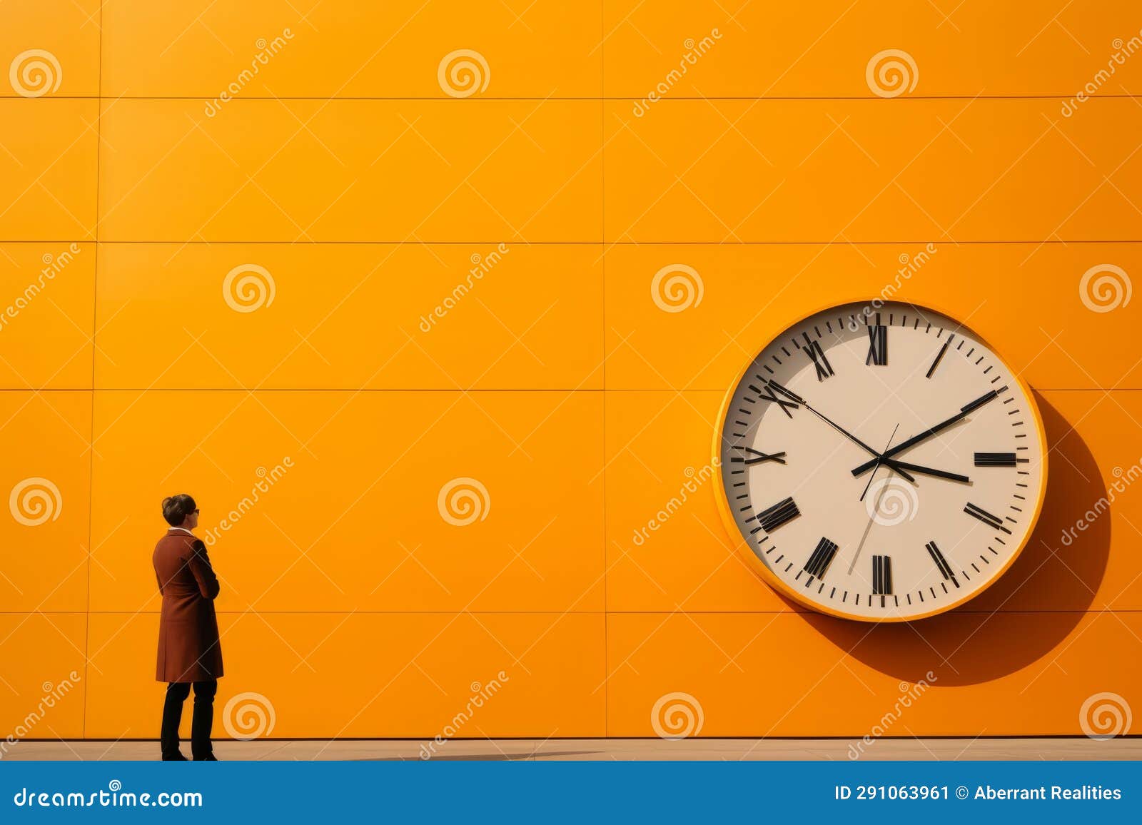 A Person Standing in Front of a Large Clock Stock Illustration ...