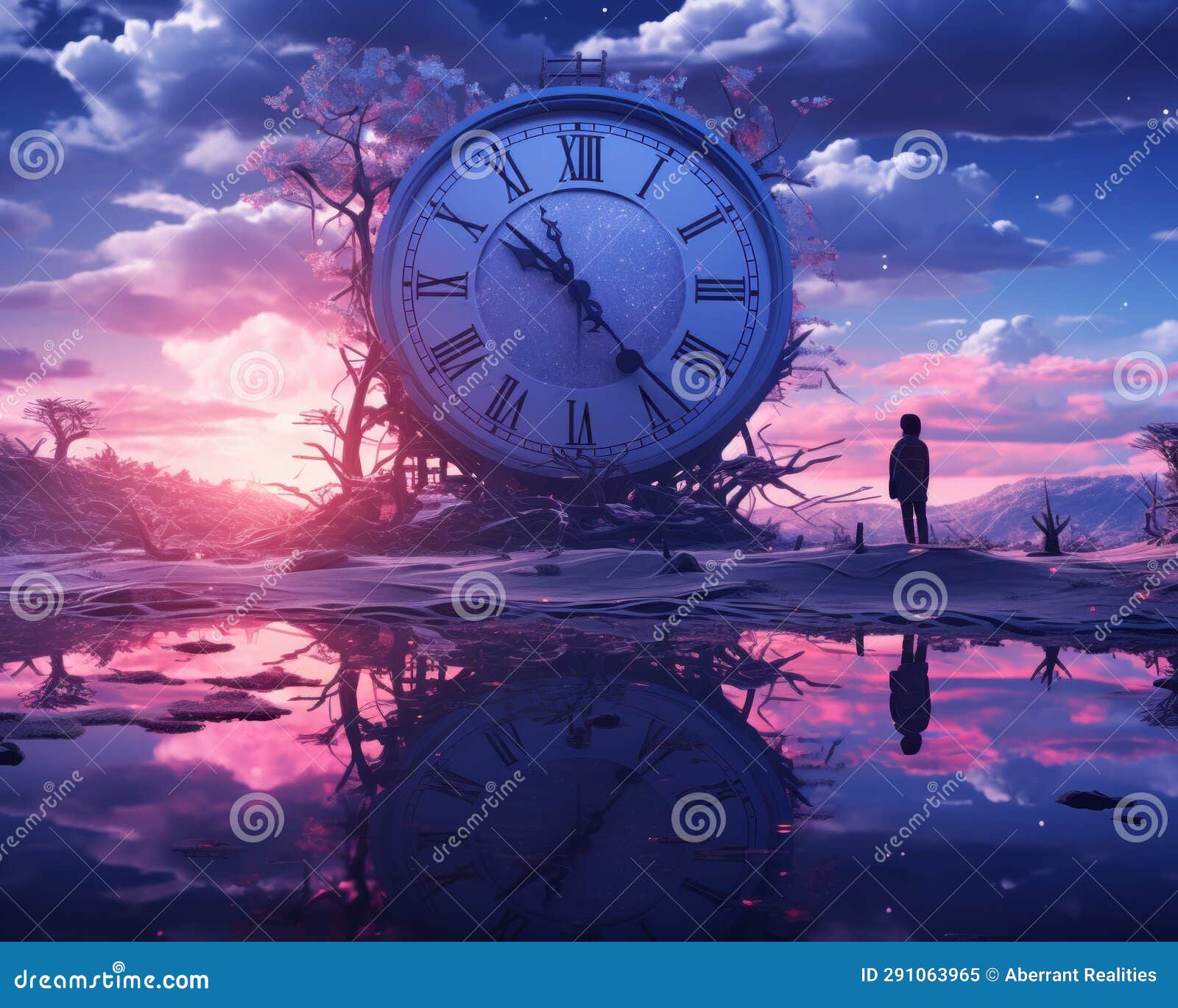 A Person Standing in Front of a Large Clock Stock Illustration ...