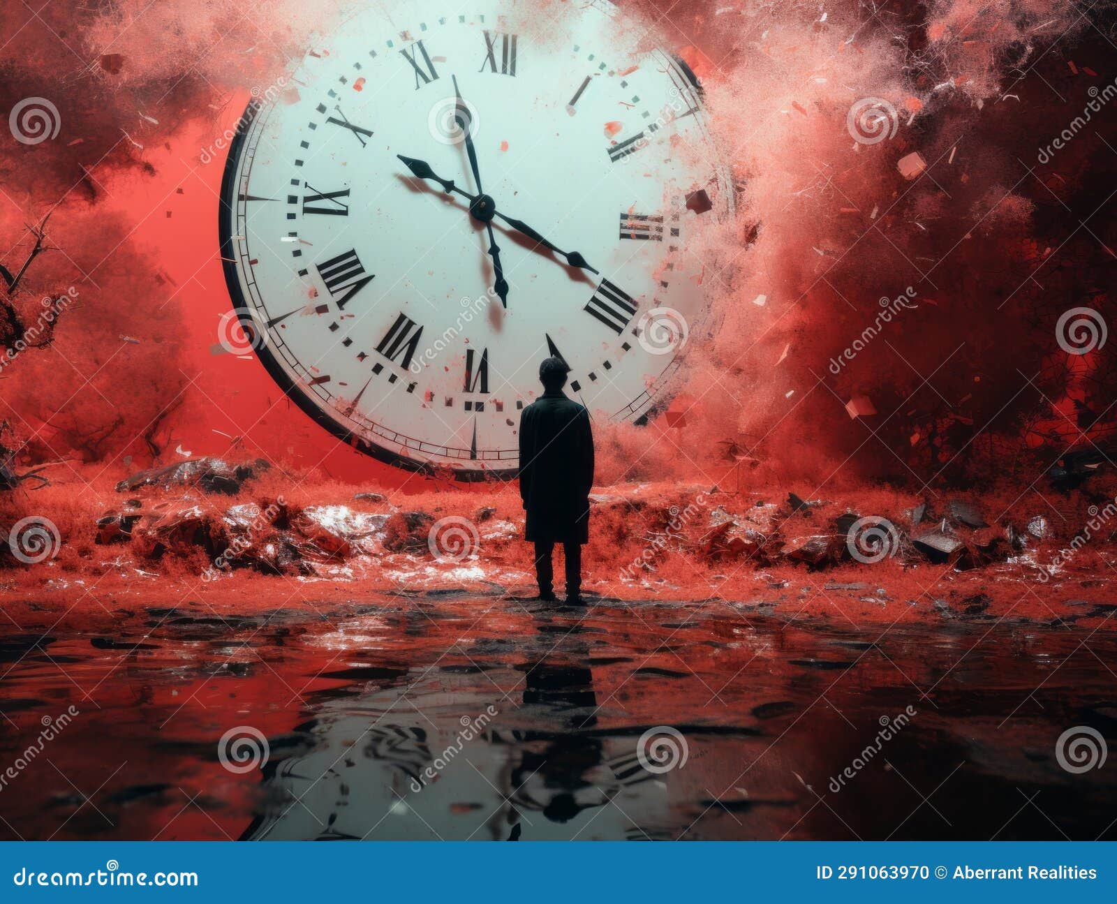 A Person Standing in Front of a Large Clock Stock Illustration ...