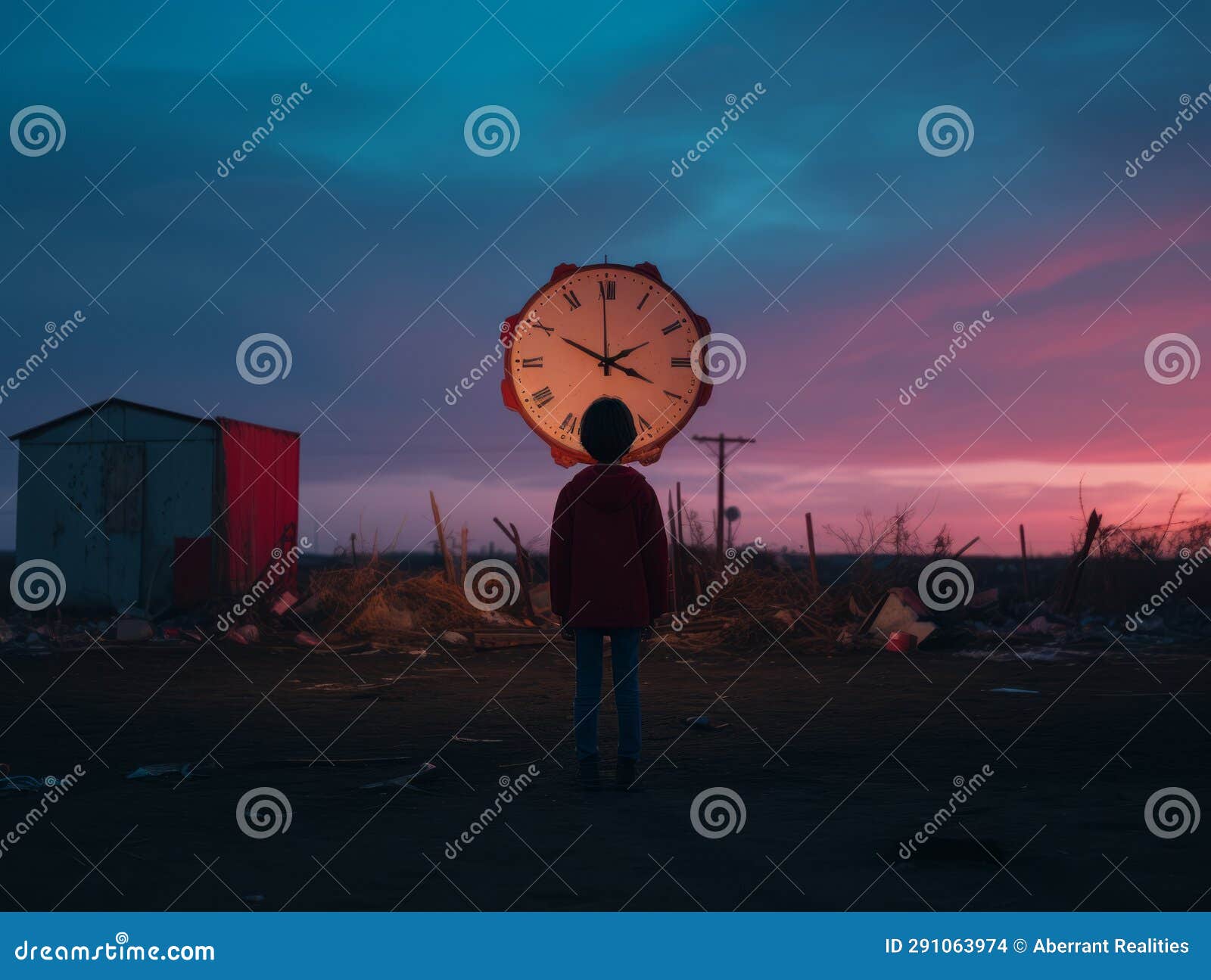 A Person Standing in Front of a Large Clock Stock Illustration ...