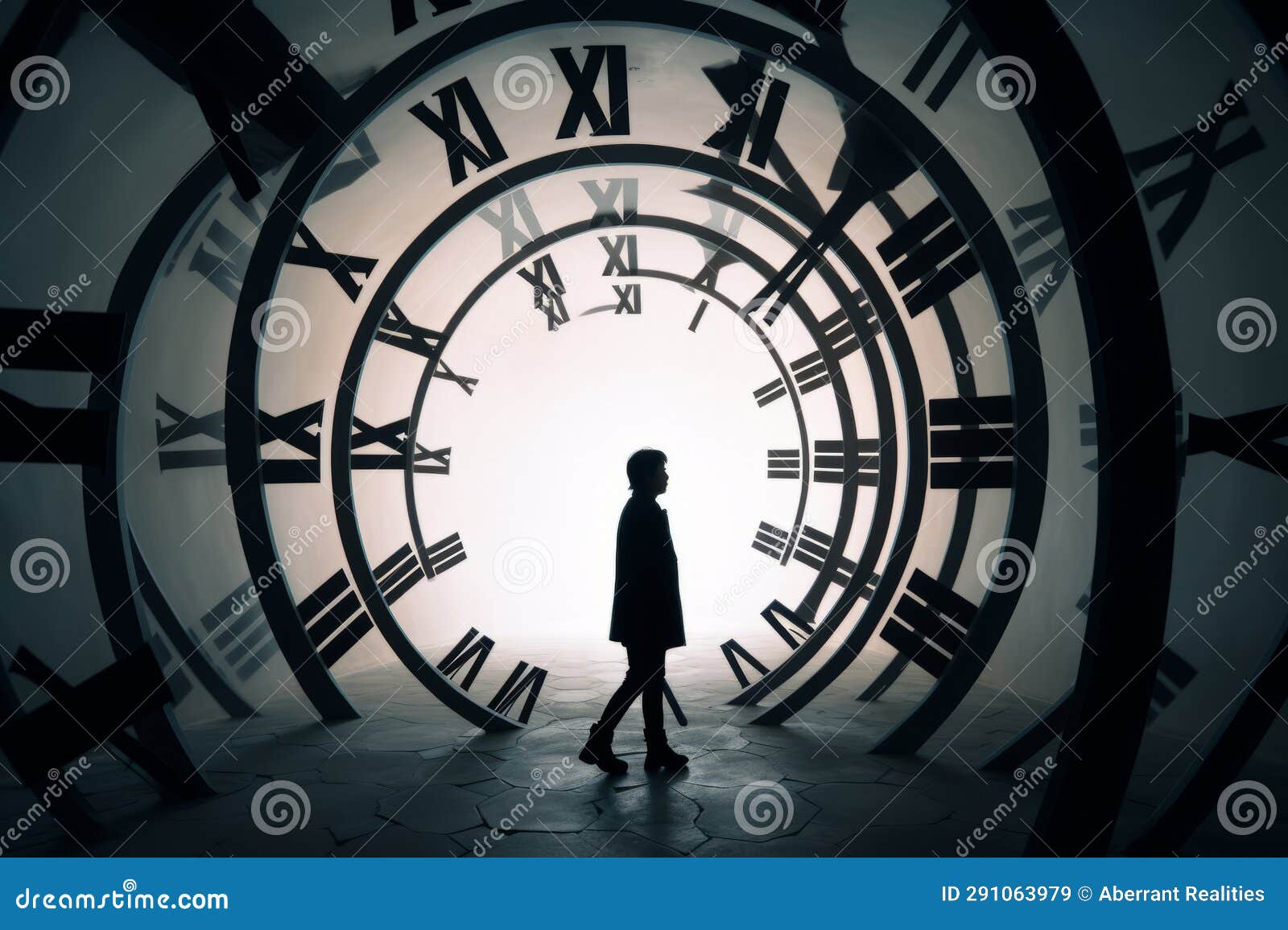 A Person Standing in Front of a Large Clock Stock Illustration ...