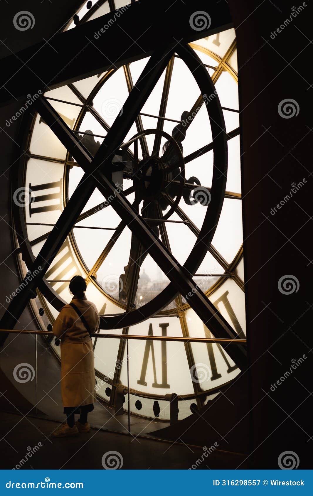 Person Standing in Front of a Large Clock at Night Editorial ...
