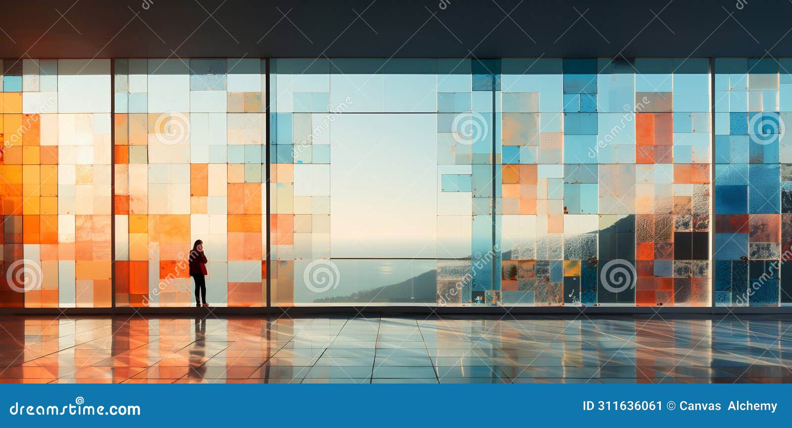 Person Standing in Front of Large Window Stock Image - Image of ...