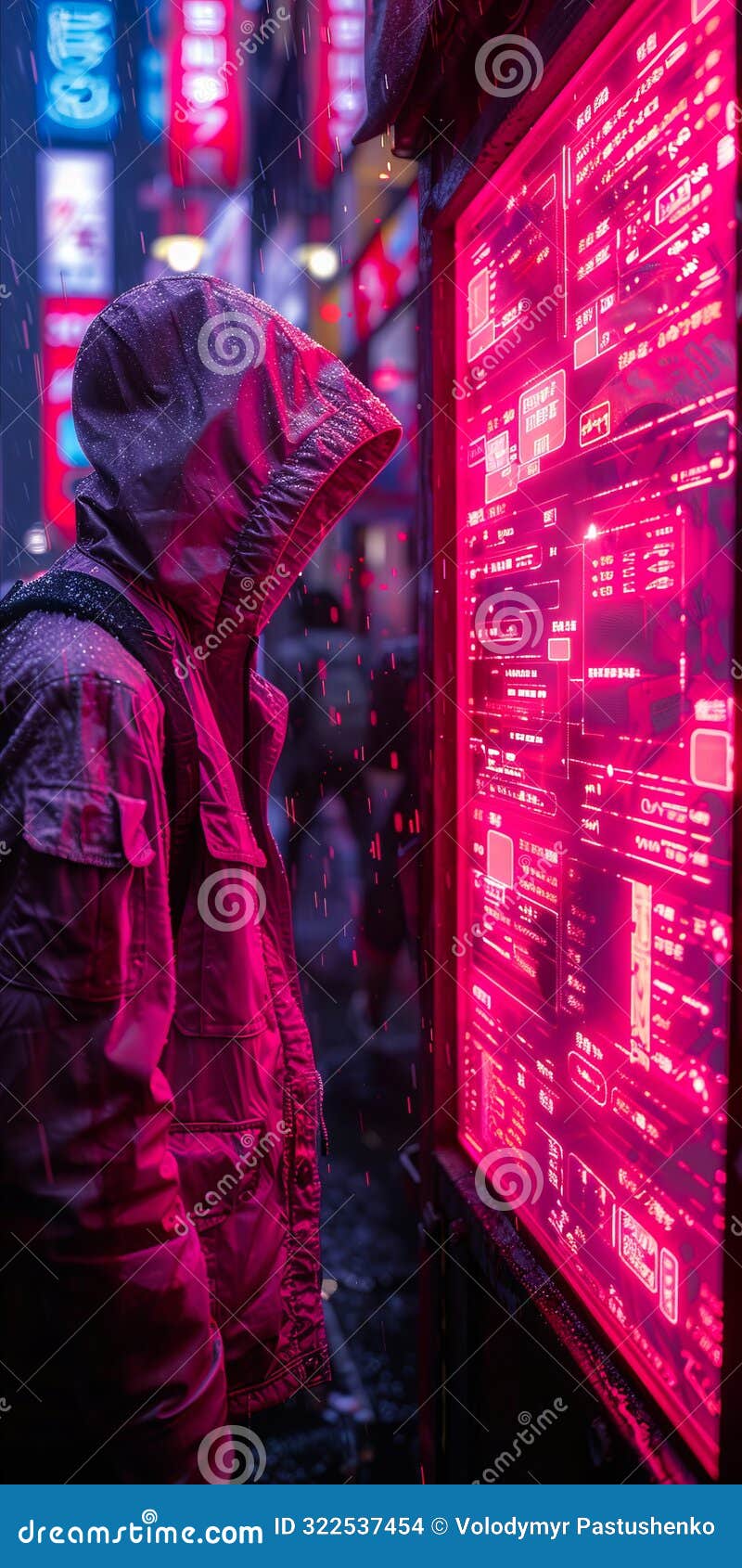 A Person Standing in Front of a Pink Screen Stock Illustration ...