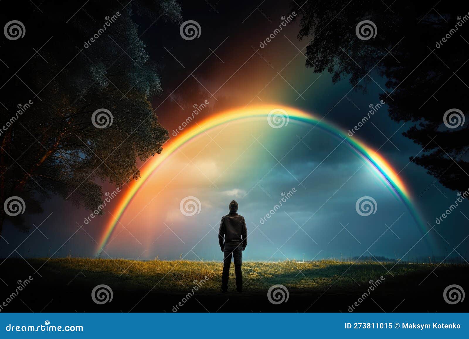 Person Standing in Front of a Rainbow, Representing Hope and the ...