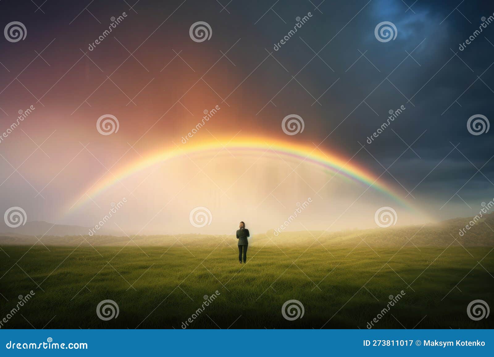 Person Standing in Front of a Rainbow, Representing Hope and the ...