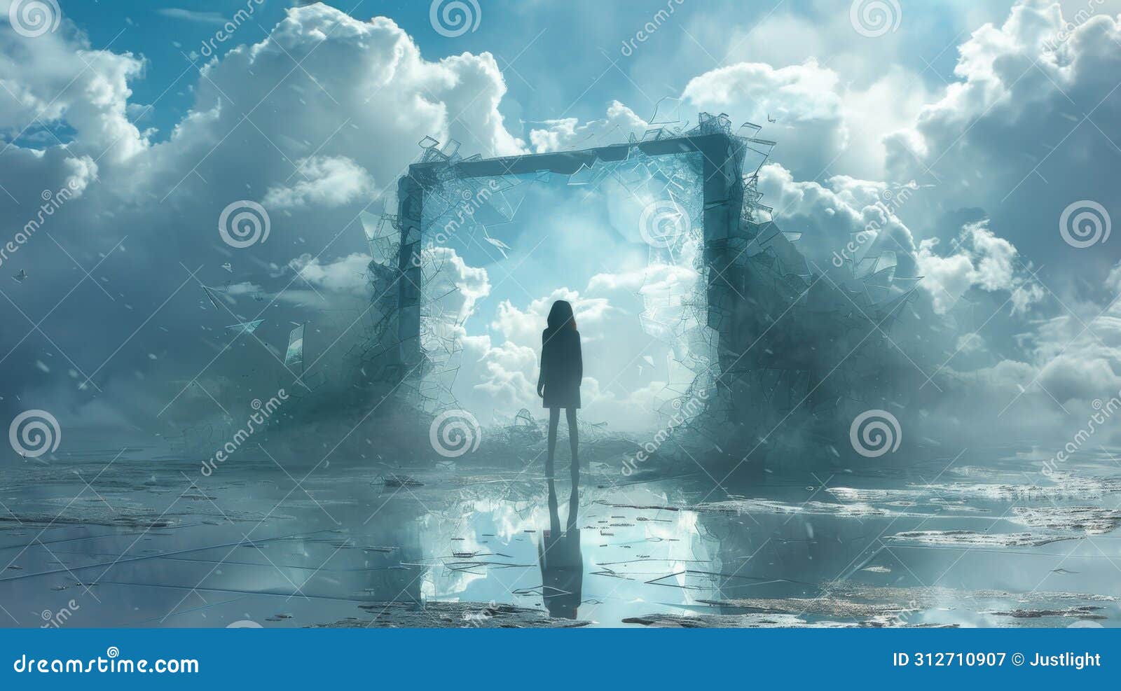 A Person Standing in Front of a Shattered and Fragmented Mirror ...