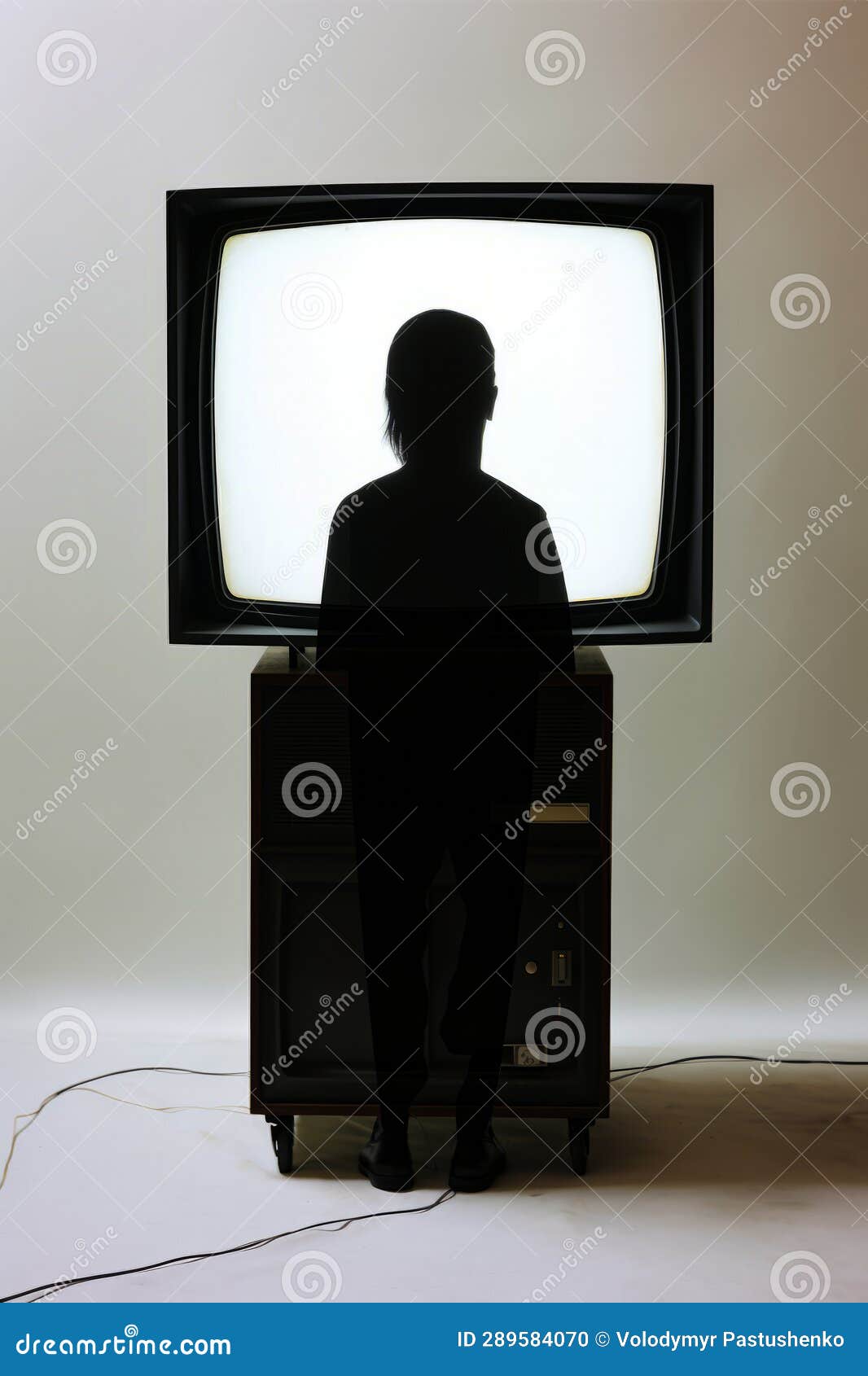 Person Standing in Front of Television with Shadow on it. Generative AI ...