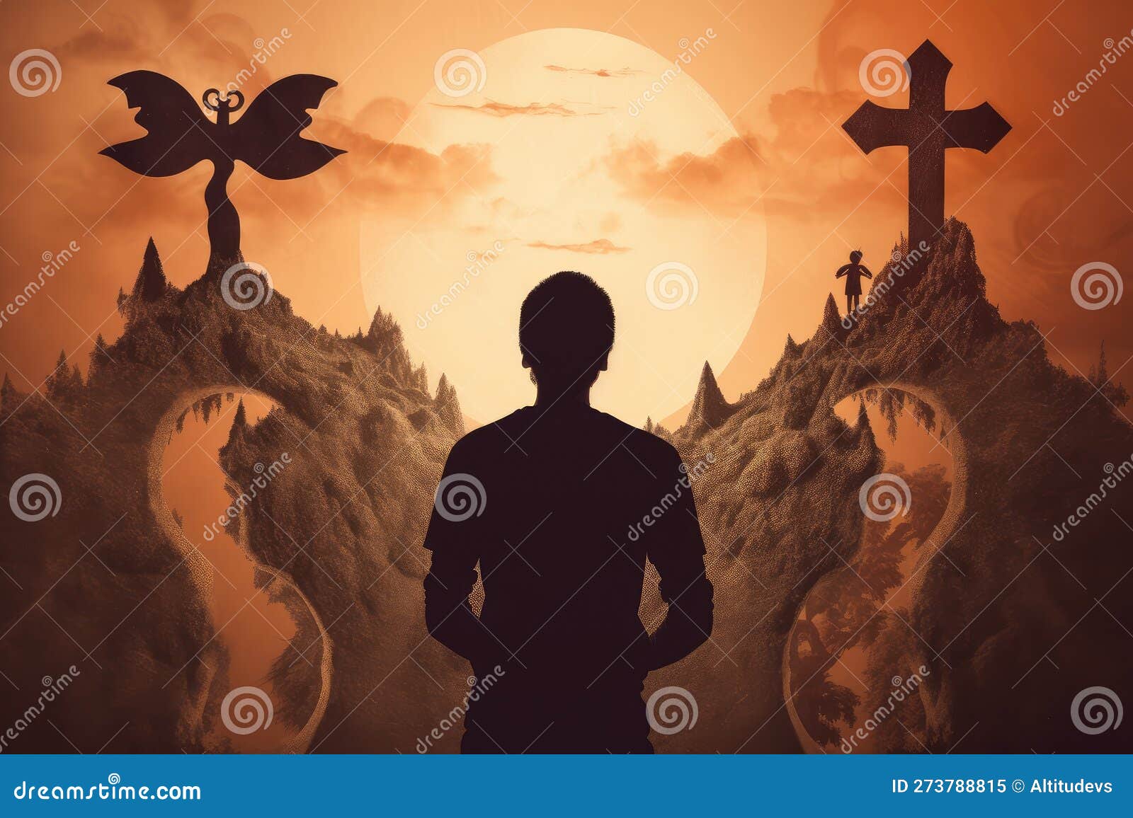 Person, Standing between Good and Evil, Choosing Which Path To Follow ...