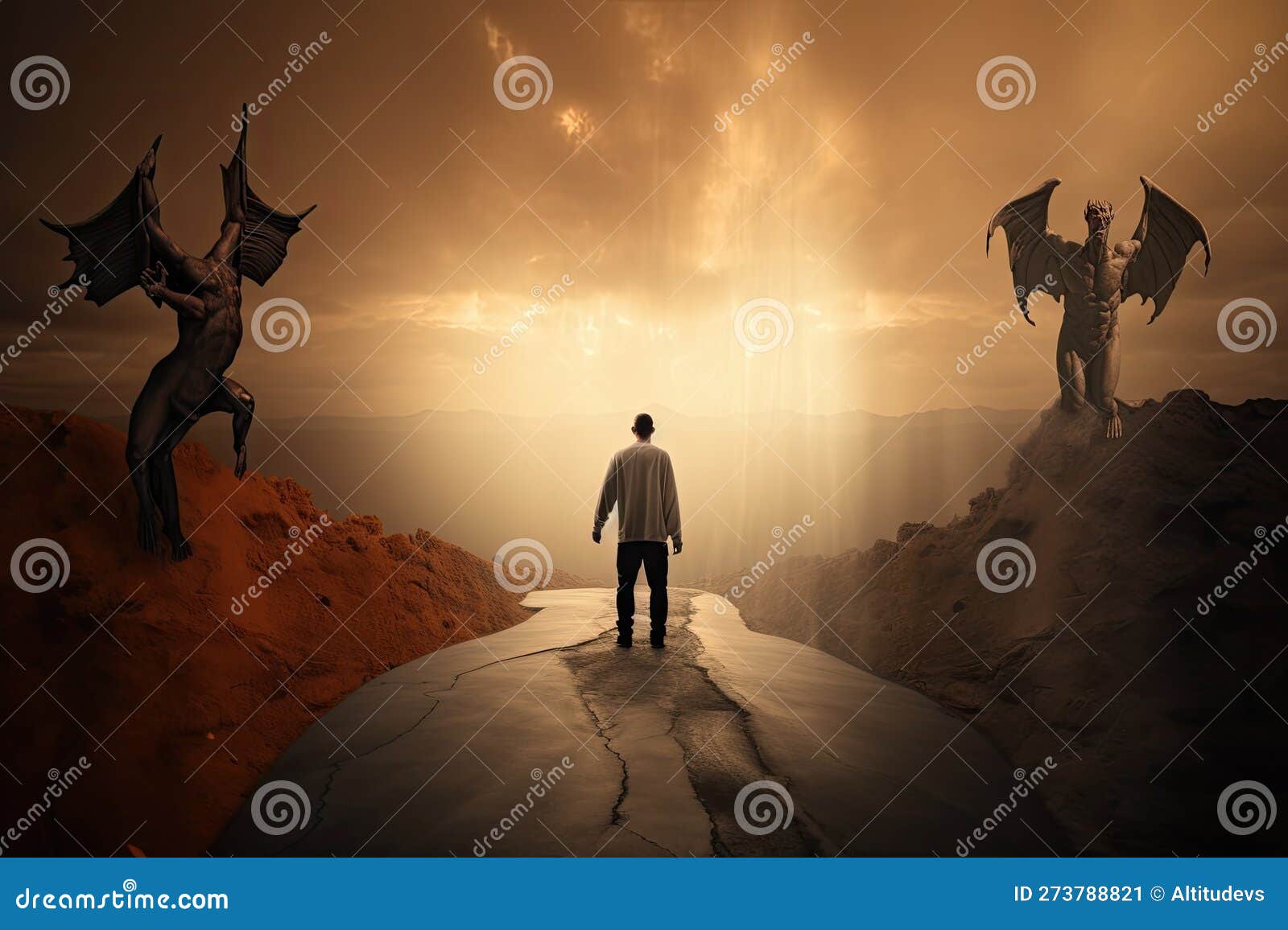 Person, Standing between Good and Evil, Choosing Which Path To Follow ...